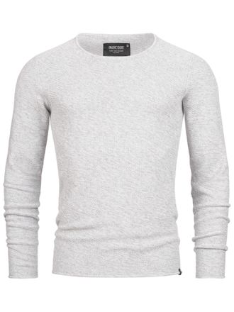 Indicode Herren Loakim Klassischer Strickpullover mit Rundhalsausschnitt | Pullover Herrenpullover Pulli meliert für Männer Optical White, XXL