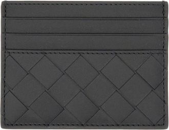 Bottega Veneta Woven Calfskin Card Case - Black
