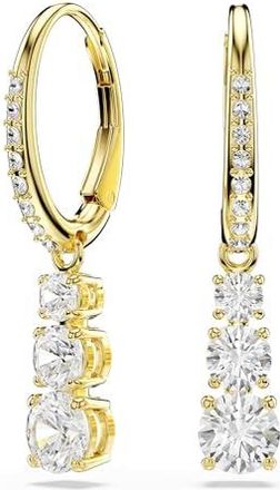 Swarovski Anneaux doreilles Stilla Attract, Taille ronde, Blanches, Placage de ton or