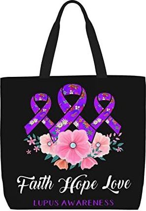 Generic Sac De Courses Sensibilisation Au Lupus Sac Femme Plage Lavables Pliable Sacs En Toile &Eacute;paule, Pour &Eacute;cole, Voyage, Burea, Shopping