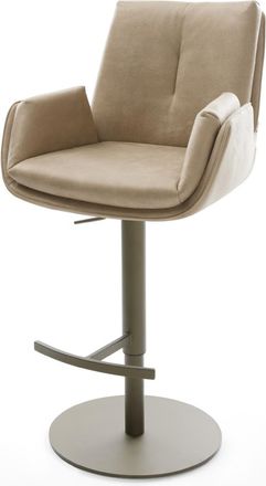 DELIFE Barstuhl Clea-Flex Mikrofaser Beige Vintage Drehfu&szlig; h&ouml;henverstellbar Metall Titanfarben, Barst&uuml;hle