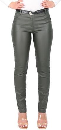 Malito more than fashion Malito - Pantalon chino pour femme - Élégant pantalon élastique aspect cuir - Pantalon festif et élégant pour femme - 1031 (S-XXL), Olive, L