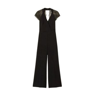 Twinset Combinaison en cr&ecirc;pe et dentelle - Femme - Combinaisons et Ensembles - Noir - Taille: 38 FR
