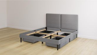 Emma Classic Polsterbett V2 160x200 - dunkelgrau - Füße schwarz - Kopfteil klassisch - ohne Lattenrost - 4 Schubladen