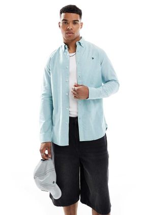 Superdry Classic - Lang&auml;rmliges Oxford-Hemd aus Chambray in Pfefferminz-Gr&uuml;n