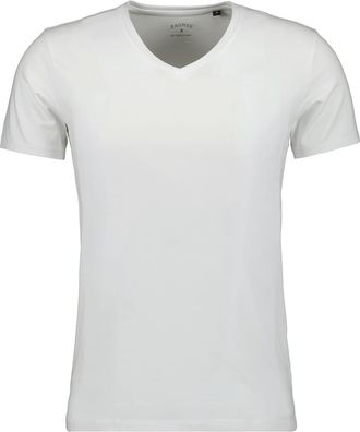 Ragman Herren T-Shirt V-Ausschnitt Uni, Body fit Weiss-006, XXL