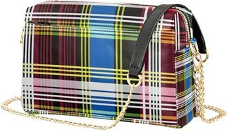 Mnsruu Sacs à bandoulière pour femme, sac à main en cuir motif à carreaux J