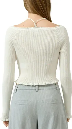 QS by s.Oliver Strickpullover im Ripp-Look und mit U-Boot-Ausschnitt und B&auml;ndern