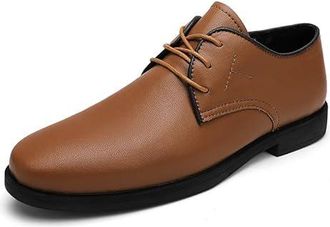 Generic Chaussures Oxford Formelles for Hommes, à Lacets, Bout Rond, Couleur Unie, Chaussures Derby, antidérapantes, Talon Bloc, Basses, soirée(Khaki,44 EU)