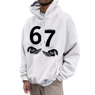 Generic Sweat &agrave; capuche 6 7 mains imprim&eacute; - Pull &agrave; capuche amusant &agrave; manches longues pour lautomne | pour les vacances quotidiennes, blanc, 3XL