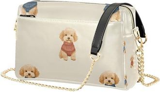 Mnsruu Sacs à bandoulière pour femme, sac à main en cuir avec motif chien marron