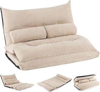 Costway Costway - Canapé-lit Paresseux Pliable, Canapé Convertible avec Dossier Réglable à 42 Positions, Chauffeuse avec 2 Oreillers, pour Salon, Chambre