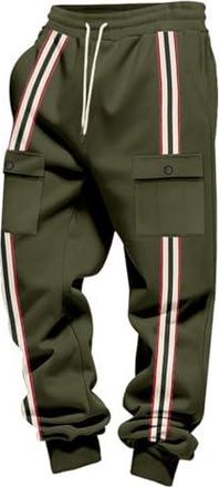 Generic Pantalon de surv&ecirc;tement pour homme - Bas ferm&eacute; - Pantalon cargo avec rayures lat&eacute;rales - Coupe d&eacute;contract&eacute;e - Cordon de serrage - Taille &eacute;lastique - P