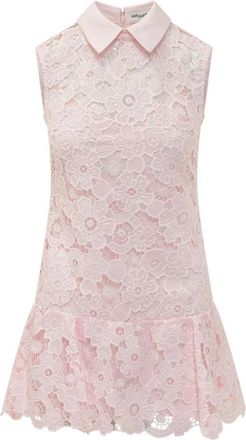 Self Portrait Femme, Robes, Rose, Taille: 34 FR Mini-robe &agrave; col en dentelle