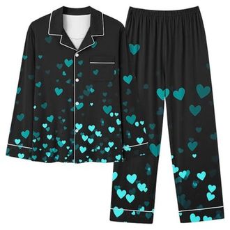 Generic Pyjama pour femme - Pyjama moelleux &agrave; manches longues pour femme - Pyjama confortable pour mari&eacute;e - Ensemble 2 pi&egrave;ces - Grande taille - Pyjama d&eacute;t&eacute; po