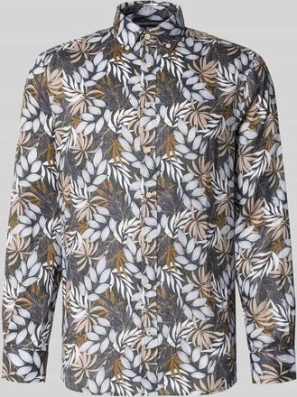 Christian Berg Regular Fit Leinenhemd mit Buton-Down-Kragen