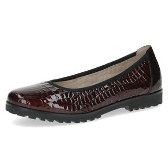 Caprice Caprice Damen Ballerinas aus Leder Rund, Rot (Bord. Croco), 38 EU