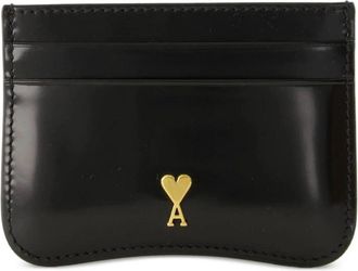 Ami Schwarzes Glasiertes Lederkartenetui - - Accessories - Damen - Schwarzk - ONE SIZE