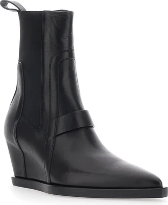 Rick Owens Womens Ankle Boots Sharp Wedge Sliver Leather Black