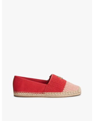 Tommy Hilfiger Gewebte Espadrilles mit Colourblock-Design in Rot-Bunt und Logo-Plakette