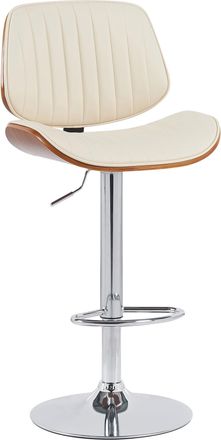 Clp Barhocker Clawson Kunstlederbezug I Barstuhl mit Bugholzrahmen h&ouml;henverstellbar und drehbar I mit R&uuml;ckenlehne und Fu&szlig;st&uuml;tze, Farbe:walnuss/Creme, Gest