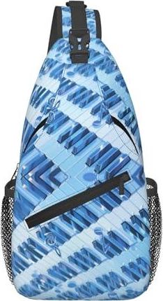Generic L&eacute;ger Sacoche Tactique Touches de piano noires et blanches, notes de musique, art Sac &agrave; Bandouli&egrave;re Multifonction Sac Poitrine pour Homme Camping Voya