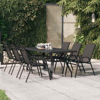 vidaXL Vidaxl - Table de jardin Noir 180x80x70 cm Acier et verre