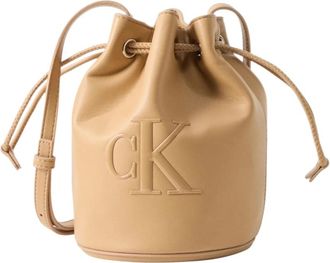 Calvin Klein Femme, Sacs, Beige, Taille: ONE Size Bold Small Bucket Bag