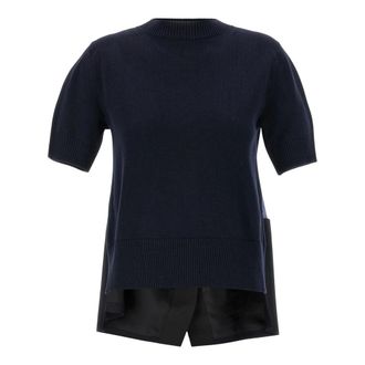 sacai Asymmetrischer Pullover mit Patchwork-Details - - Knitwear - Damen - Blau - M