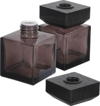 NUOBESTY 2 ST&Uuml;CK Aromatherapie Diffusorflaschen Quadratisch aus Glas mit Holzdeckel Nachf&uuml;llbare Raumduft Gef&auml;&szlig;e f&uuml;r &Auml;therische &Ouml;le als Home Decor Flaschen f&uuml;r