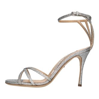 Sergio Rossi Sandalen aus Leder und mit Glitzer - - Shoes - Damen - Grau - 38 1/2 EU