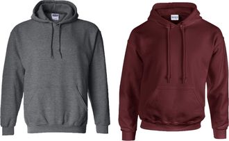 Gildan 2er Herren Kapuzenpullover Heavy Blend Set Hoodie Sweat M L XL 2XL 3XL 4XL 5XL in verschiedenen Farbsets & HLKauf-Block (1x Graphit, 1x Maroon & 1x HL