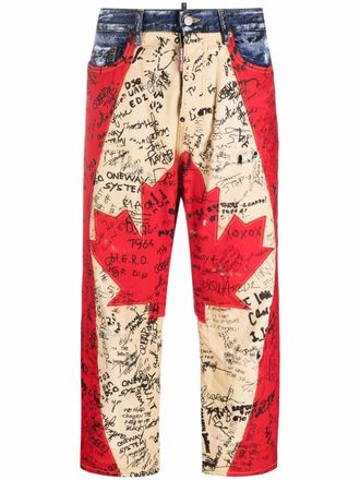 Dsquared2 Cropped-Jeans mit Print - Blau