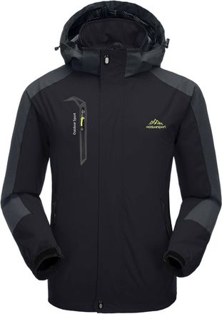 KEFITEVD Softshelljacke Herren Wasserdicht Atmungsaktiv Outdoor Jacke Leicht Winterjacke mit Kapuze Männer Softshell Wanderjacke Herrenjacke Schwarz 2XL