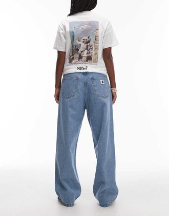 Carhartt Work in Progress Brandon - Lockere Jeans in Bleach-Stone-Waschung-Blau