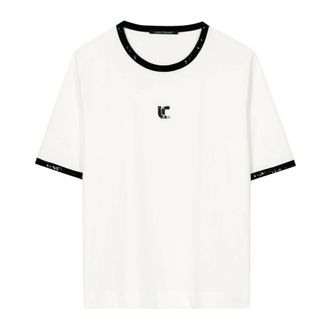 Luisa Cerano Femme, Tops, Blanc, Taille: 44 FR T-Shirt avec Broderie Logo