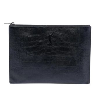 Saint Laurent Sac &agrave; main pr&eacute;-aim&eacute; effet croco - Femme - Pre-owned - Noir - Taille: ONE Size