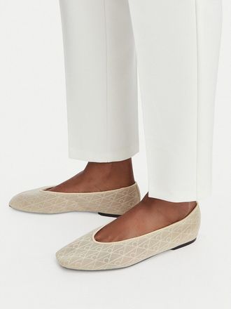 Calvin Klein Ballerinas Calvin Klein Square Ballerina Aop Mesh HW0HW02937 &Eacute;cru