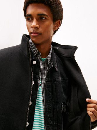 Tommy Jeans Fleecejacke TJM ESSENTIAL WOOL PADDED relaxed fit, Stehkragen