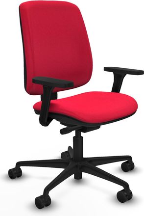 Piqueras y Crespo Stuhl mit R&uuml;ckenlehne und Armlehnen, ausgestattet mit Syncro/Traslack und eingespritztem Schaum. Mit Rollen von 65 mm Nylon. Rot