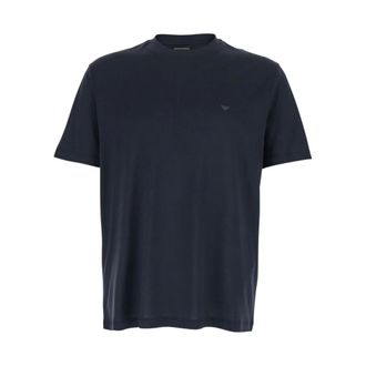 Emporio Armani Homme, Tops, Bleu, Taille: XL T-shirt basique en jersey de coton et lyocell