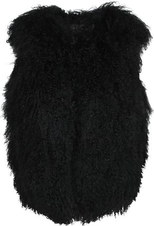 Yves Salomon Femme, Vestes, Noir, Taille: 42 FR Gilet sans manches en peau dagneau de Mongolie