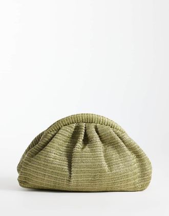True Decadence Clutch aus Rattan in Dunkelgr&uuml;n