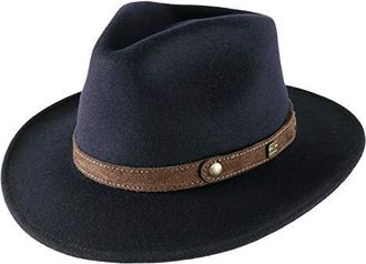 Classic Italy Chapeau Fedora Pliable, imperm&eacute;able, Large Bord, Homme ou Femme Classic Traveller II - Taille 55 cm - Marine