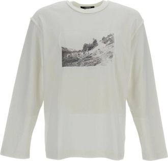 Jacquemus Homme, Tops, Blanc, Taille: S T-shirt &agrave; manches longues Paysan