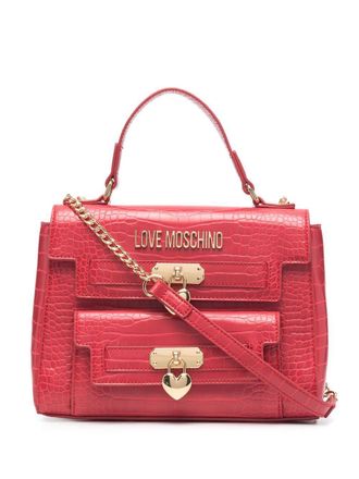 Love Moschino sac &agrave; main &agrave; effet peau de crocodile - Rouge