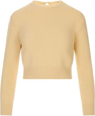 Jil Sander Femme, Pulls, Jaune, Taille: 44 FR Cropped Crew Neck Sweater