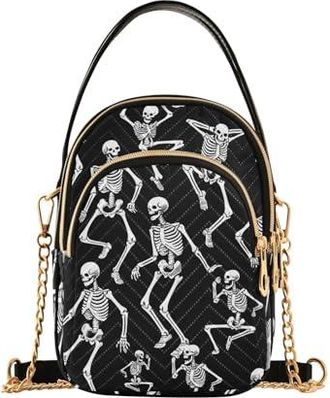 Mnsruu Sac à bandoulière pour femme squelette drôle sac à dos à bandoulière petit sac à bandoulière sac à main sac à main avec sangle réglable