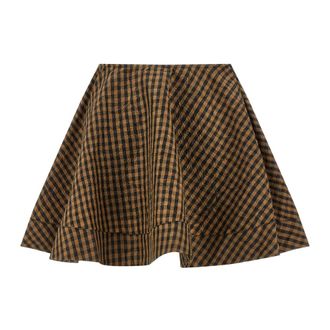 Ganni Crinkled Check Mini Bubble Rock - - Skirts - Damen - Mehrfarbig - S
