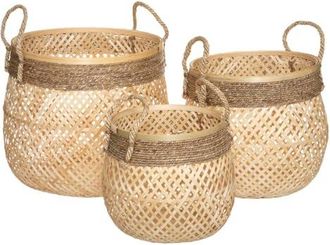 Atmosphera Atmosphera - Set aus 3 K&ouml;rben mit durchbrochenen Henkeln Corde - Bambus - natur - Beige